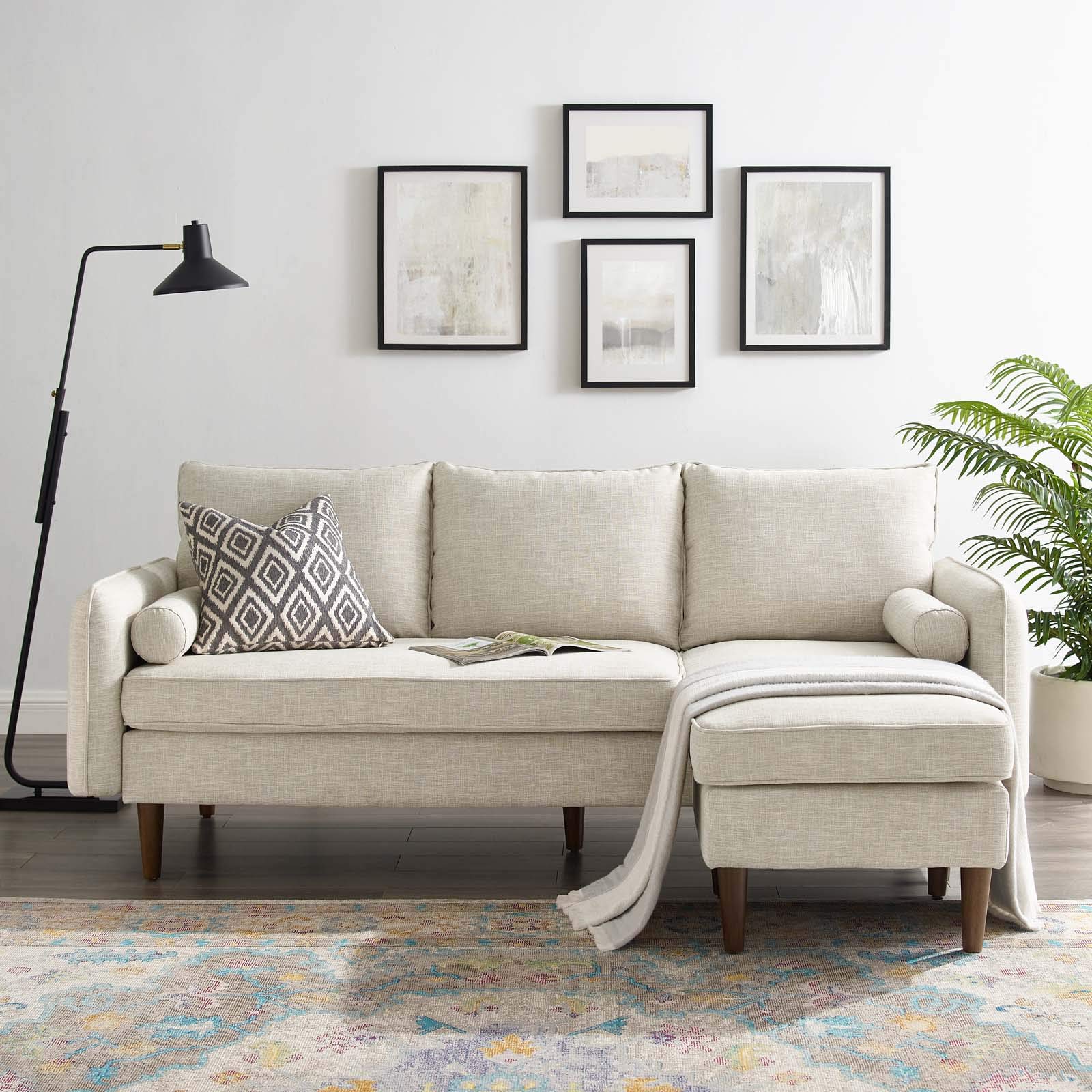 Modway EEI-3867-BEI Revive Upholstered Right or Left Sectional Sofa, Beige