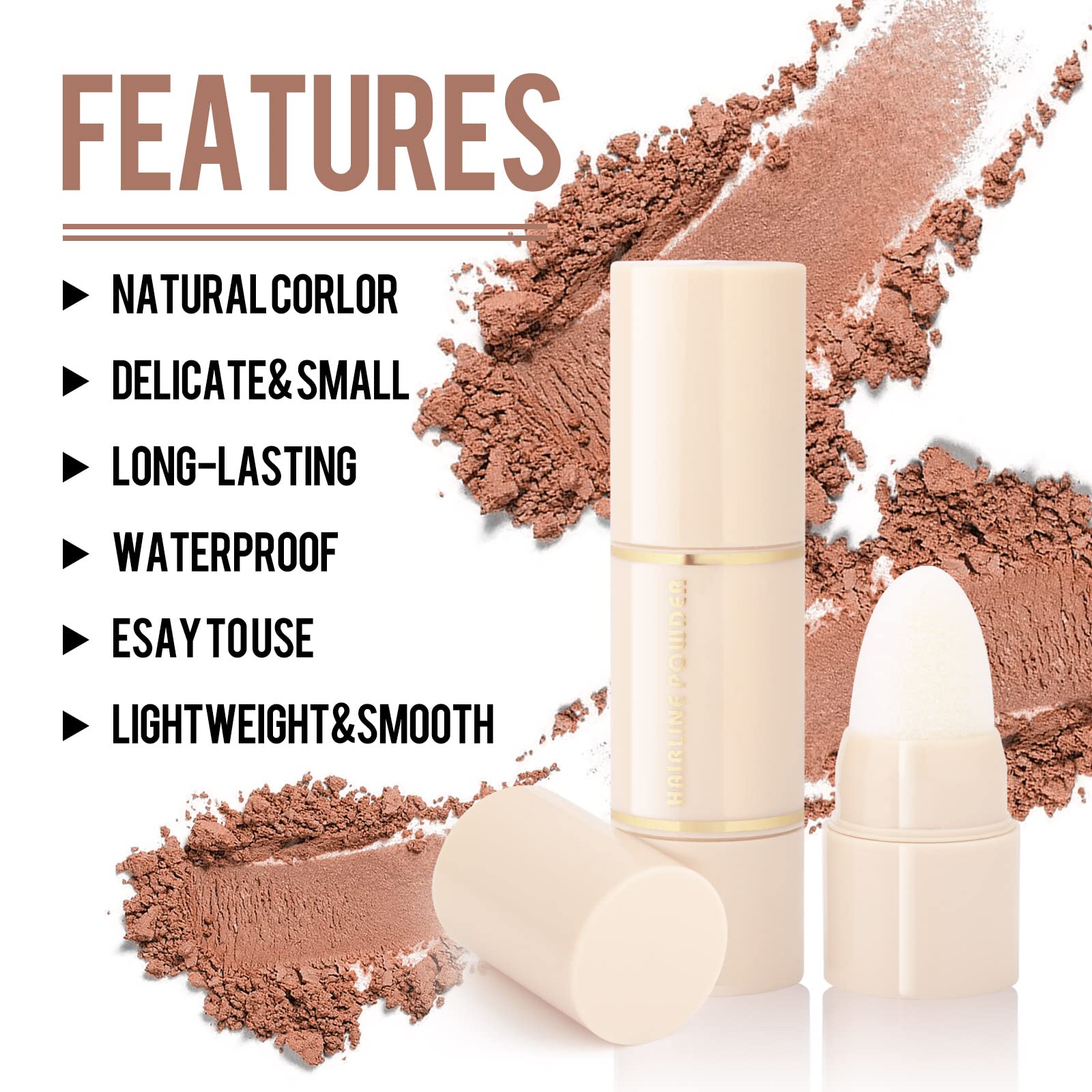 Hairline Powder Stick Hair Root Touch Up Hairline Shadow Instantly Hair Color Shadow Cover Thin Hair Root Concealer(Light Brown)