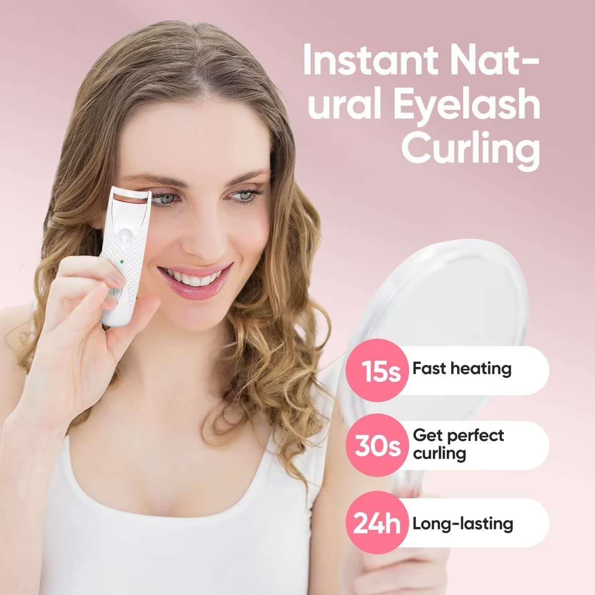 Heated Eyelash Curlers, Electric Eyelash Curler, USB Rechargeable Handheld Eyelash Curler, Quick Natural Curling, Long-Lasting Heated Lash Curling Tool for Women, Perfect Holiday Gift
