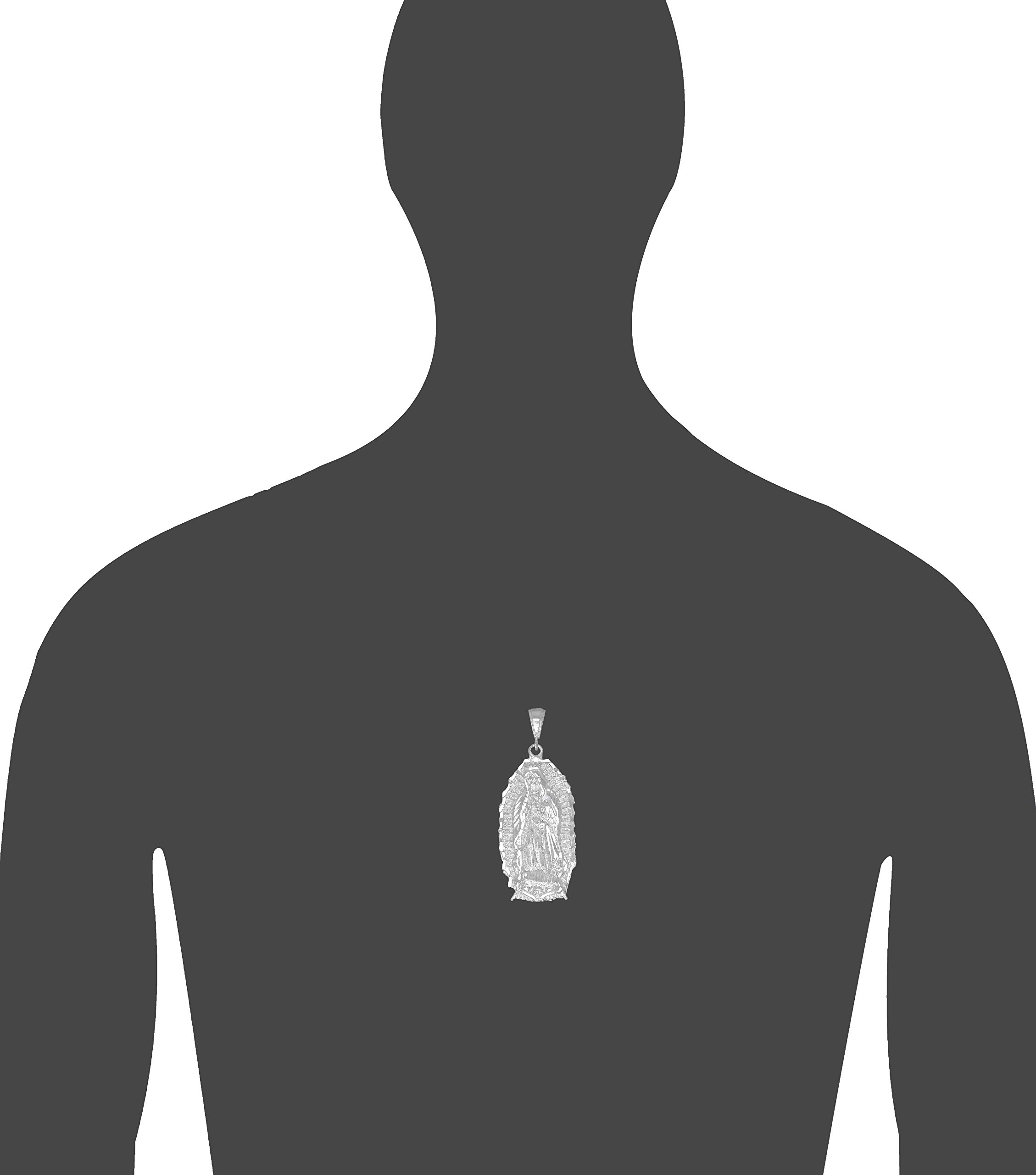 eJewelryPlus Sterling Silver Virgin Mary Pendant Necklace Large 2.6 Inches 8 Grams