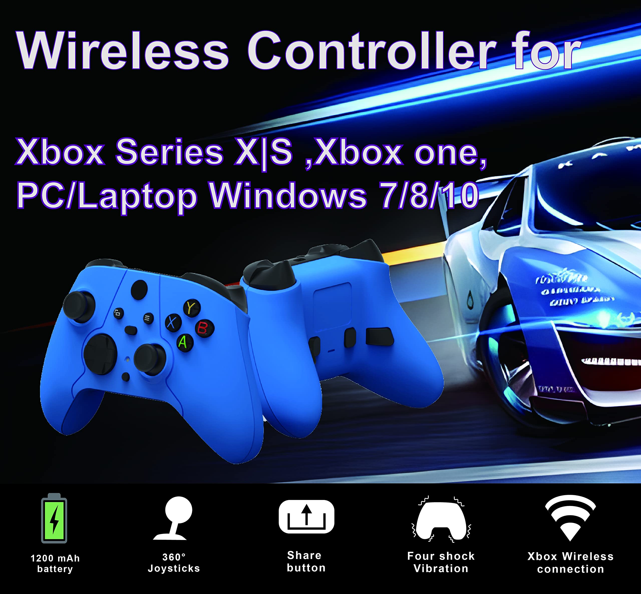 Enhanced Wireless Controller for Xbox Series X|S,Video game controller With 4 Remappable Buttons, 4 Motor Vibration, 3.5mm Stereo Headset Jack, Compatible with Xbox One, PC/Laptop Windows10--Blue
