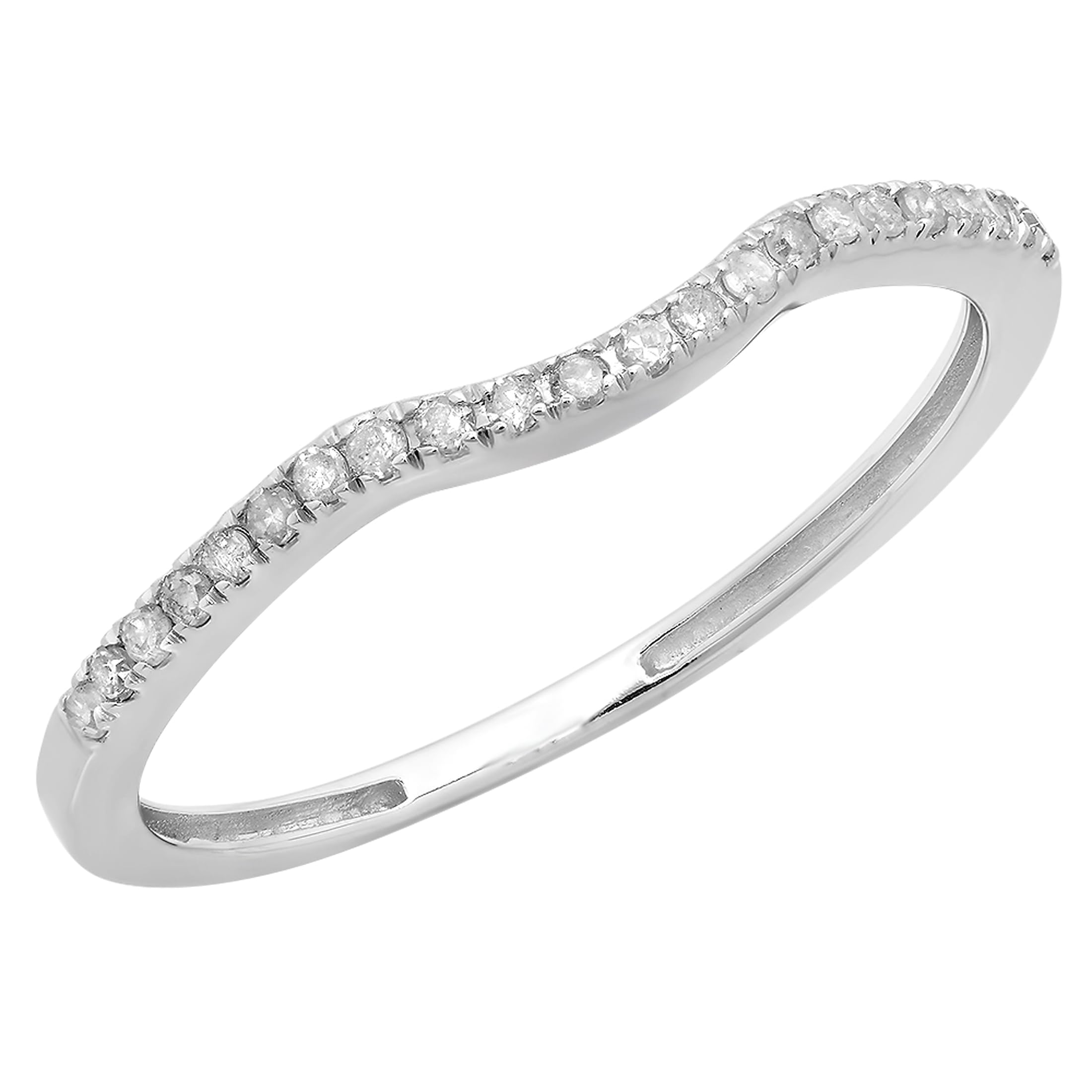 Dazzlingrock Collection 0.15 Carat (ctw) Round White Diamond Contour Wedding Ring Enhancer Guard Band for Her in 14K White Gold Size 8