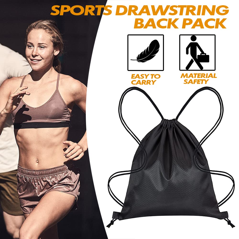 Draw blank Drawstring Backpack Sport Gym Backpack Water Resistant for Men and Women Lightweight, With storage bag(black)
