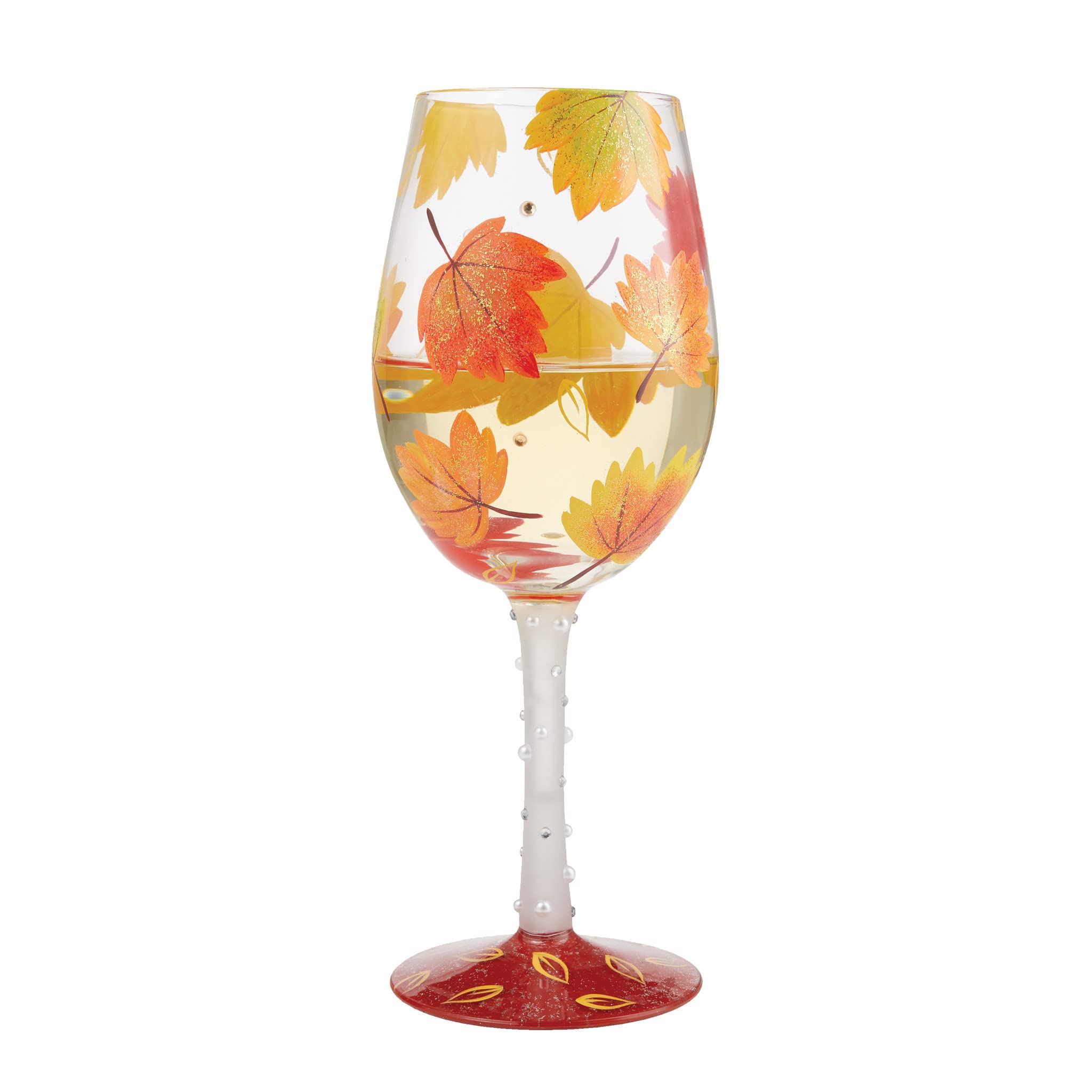 Enesco Designs by Lolita Autumn Bliss Hand-Painted Artisan Wine Glass, 15 Ounce, Multicolor