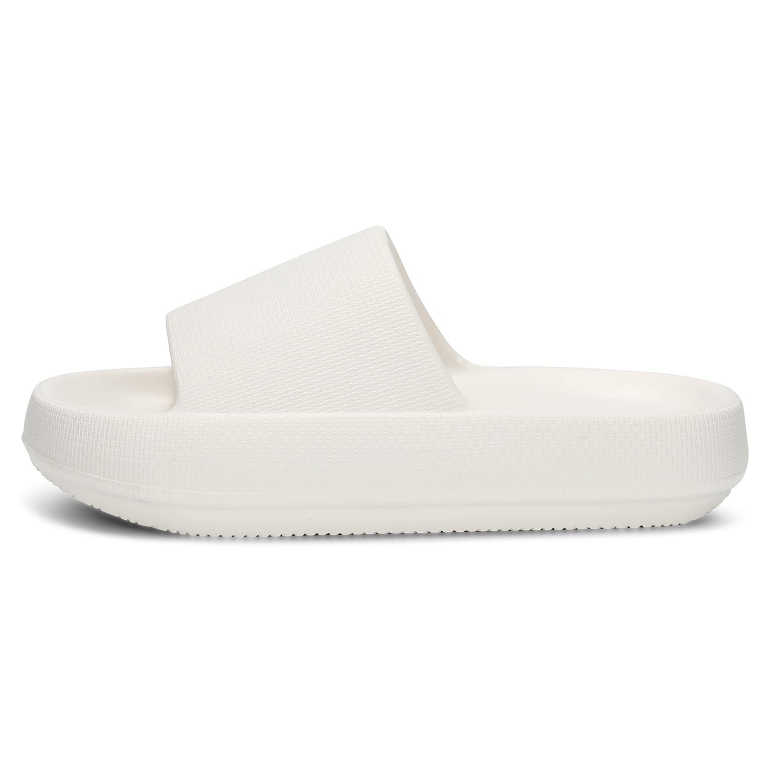Dirk Slides for Women and Men Sandals Pillow Slippers Shower shoes Cushioned Cloud Slides,White,8 Women/6 Men