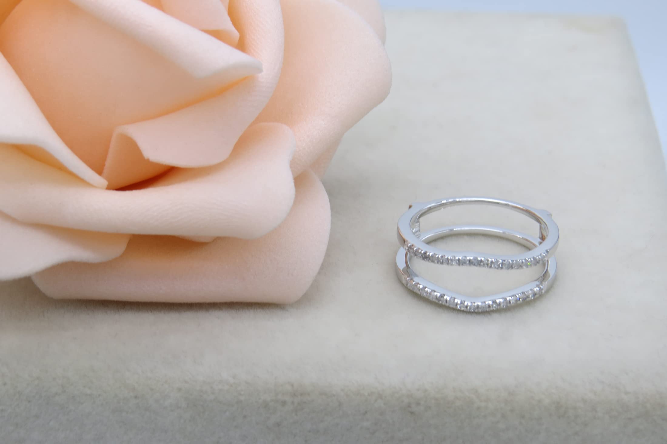 Dazzlingrock Collection Round White Diamond Wedding Enhancer Ring for Women (0.18 ctw) in White Gold, Size 8