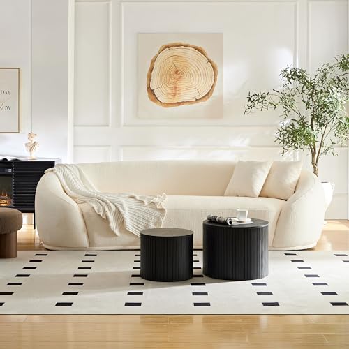 MEETAKING 103.5'' Special-Shaped Curved Hug Sofa,Curved and Plump Shape,2 Throw Pillows,4-Seater Sofa,Fabric Sofa for Living Room, Office, Apartment. (White)