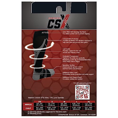 CSX 15-20 mmHg Compression Socks for Men and Women, Knee High, Recovery Support, Athletic Sport Fit, Pink on Black, Medium (15-20 mmHg)
