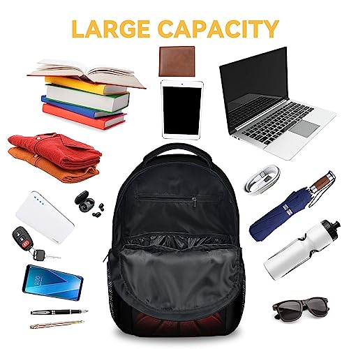 Mercuryelf Personalized Basketball Backpack for Boys Girls, 16 Inch Black Backpacks for School Travel, Cool Lightweight Bookbag for Kids