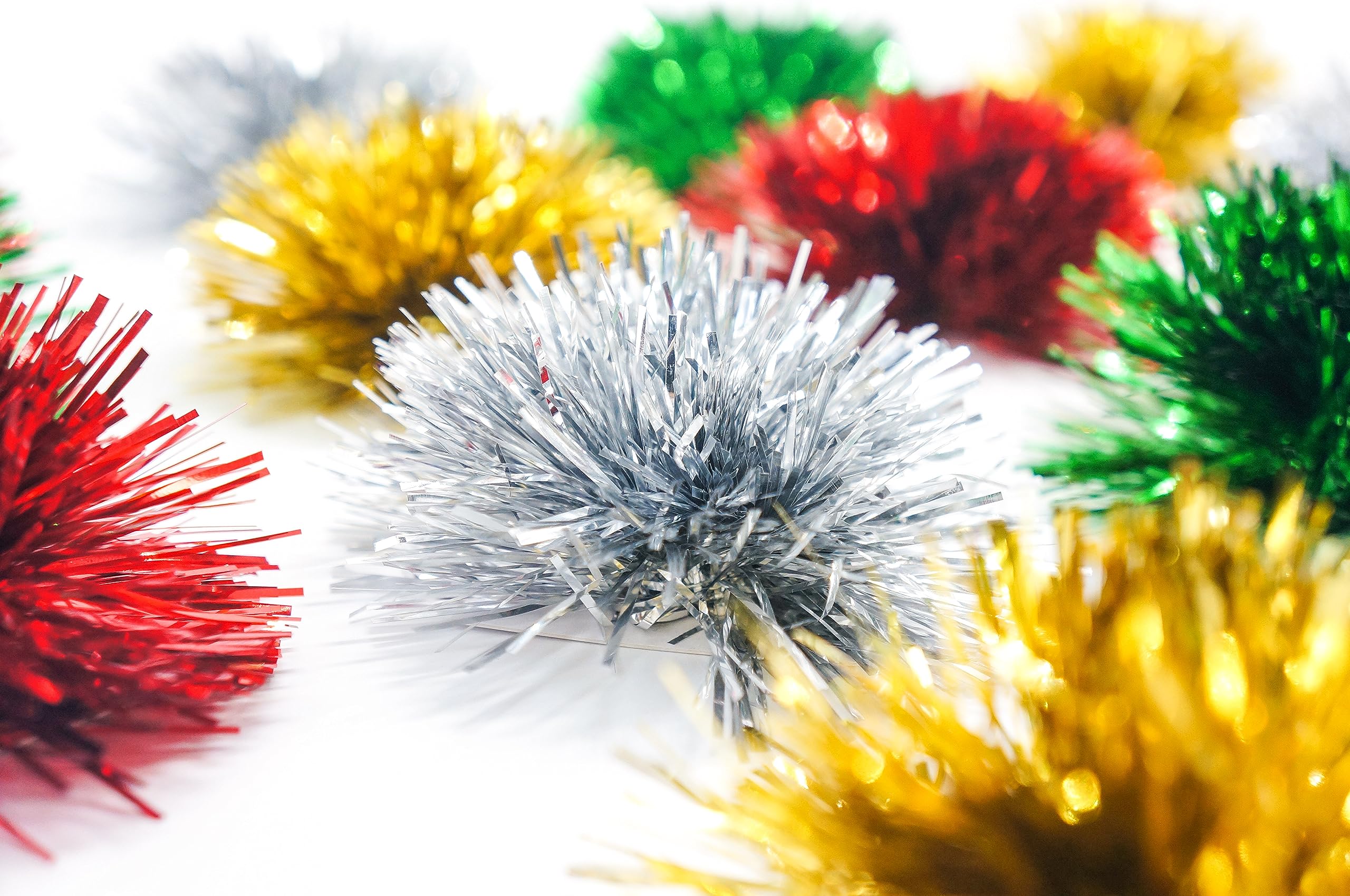 CT CRAFT LLC 4" * 12 Count Self-Adhesive Tinsel Bows Gift Wrap Accessory - Gold/Silver/Red/Green for Gift wrapping Holiday Christmas Birthday Party