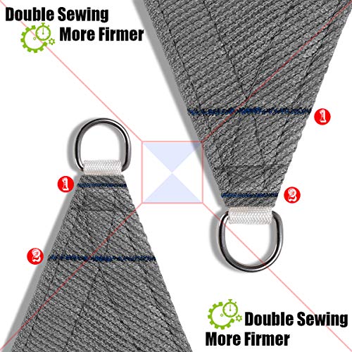 Patio Sun Shade Sail Canopy, 12' x 20' Rectangle Shade Cloth Block Sunshade Fabric - Outdoor Cover Awning Shelter for Pergola Backyard Garden Yard (Grey Color)