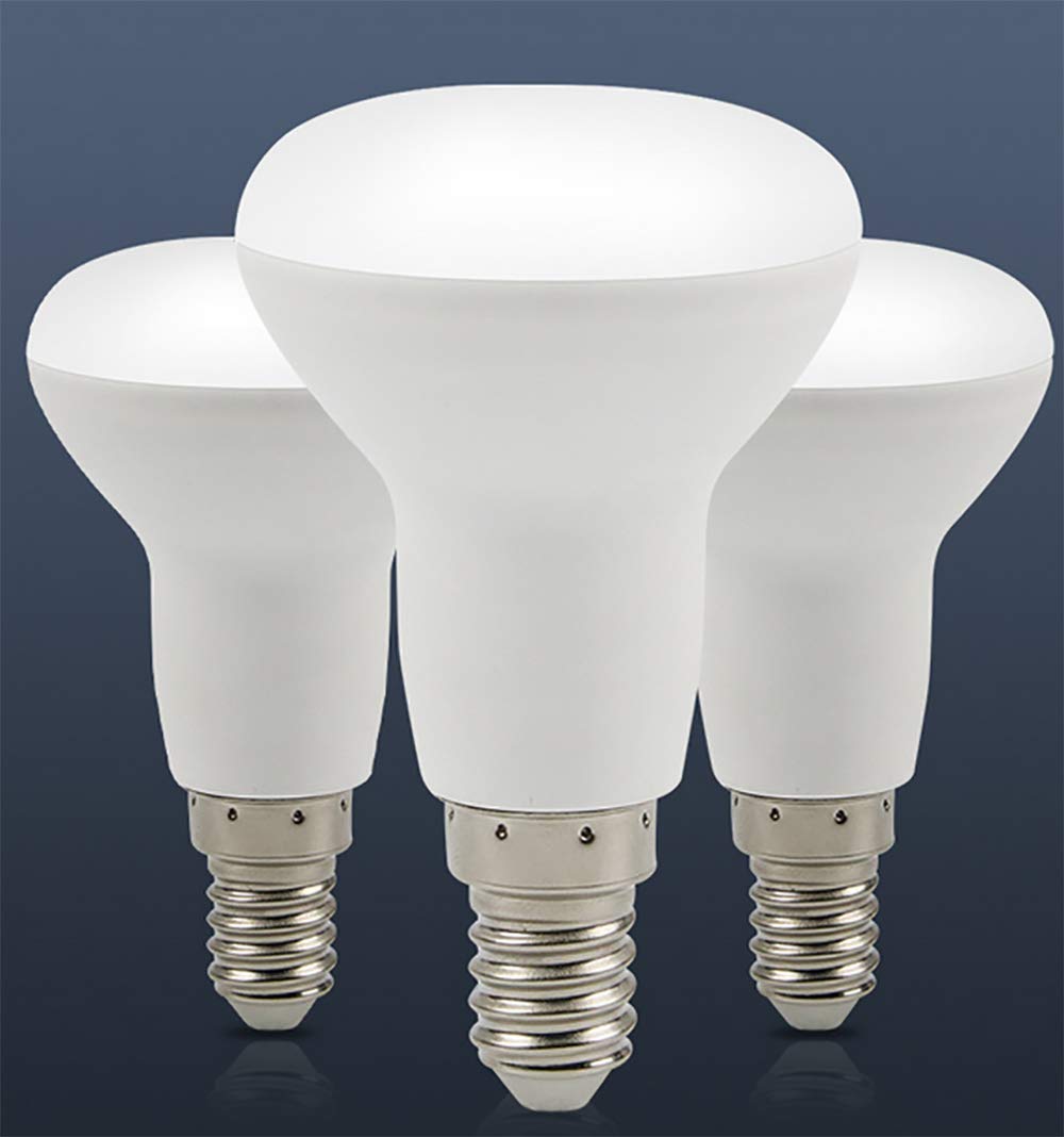 E14 R50 LED Lamp 5W Light Bulb 45W Incandescent Bulb Equivalent, R50 Long Neck LED Mushroom Shape Bulbs Indoor Lighting Cool White 6000K AC85-265V120 °Angle Flood Light for Home School Store, 4 Pack