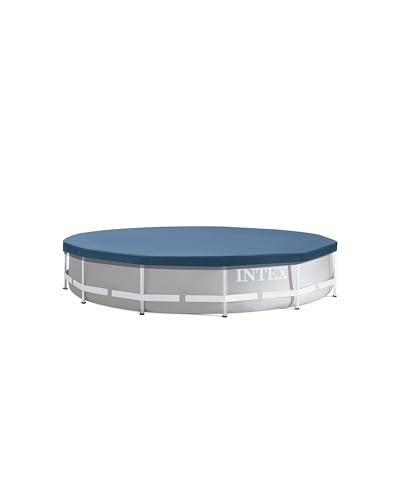 INTEX 28031E Pool Cover: For 12ft Round Metal Frame Pools β Includes Rope Tie β Drain Holes β 10in Overhang β Snug Fit