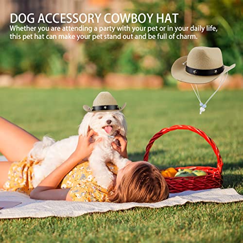 YOLUFER Pet Hat Costume Dog Cowboy Hat with Adjustable Strap, Party Cowboy Hats for Small Pets Puppy Cat (Light Coffee)