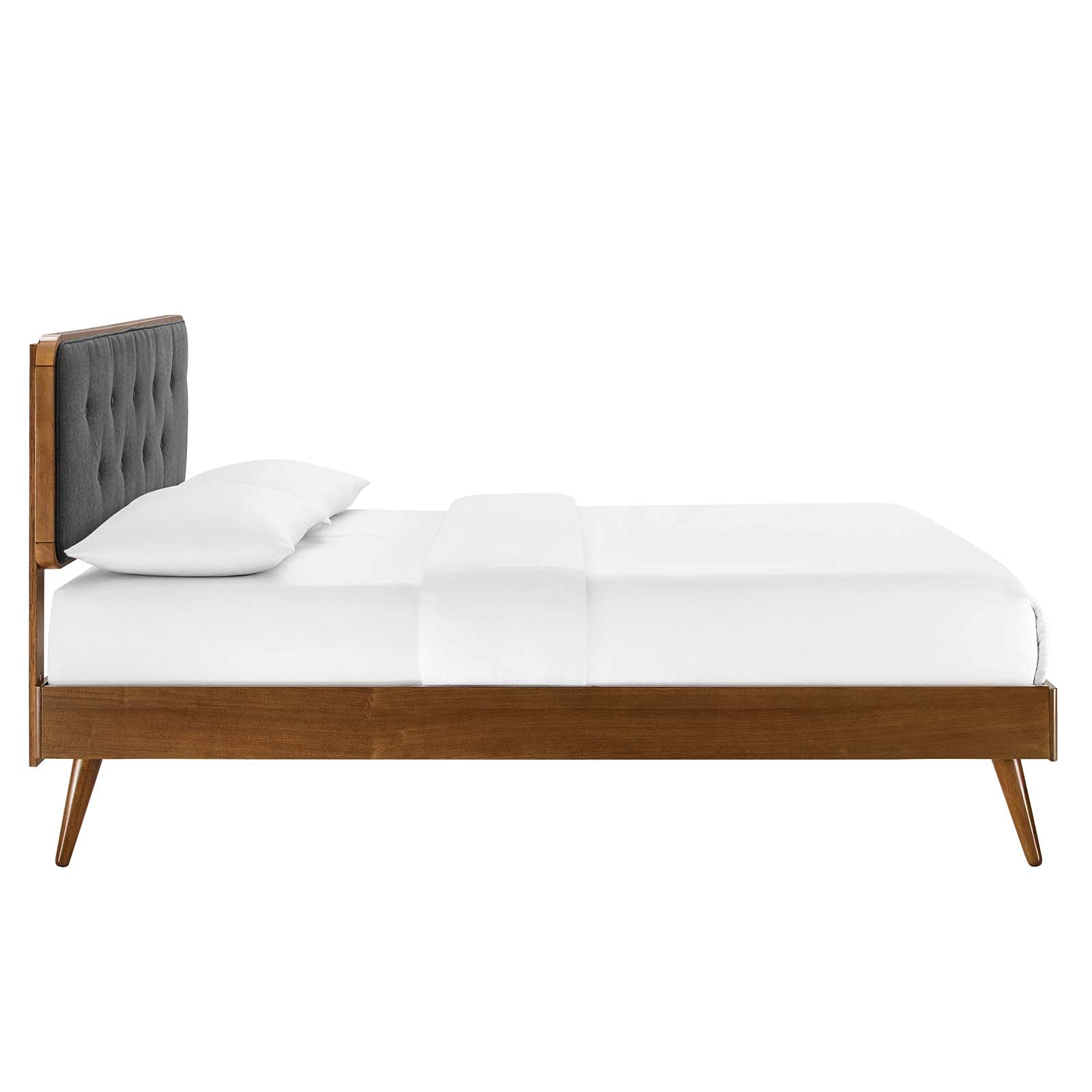 Modway MOD-6646-WAL-CHA Bridgette Full Wood Platform Bed with Splayed Legs, Walnut Charcoal