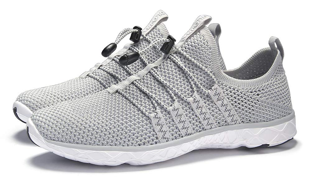 DLGJPA Women's Quick Drying Water Shoes for Beach or Water Sports Lightweight Slip On Walking Shoes LightGray 9