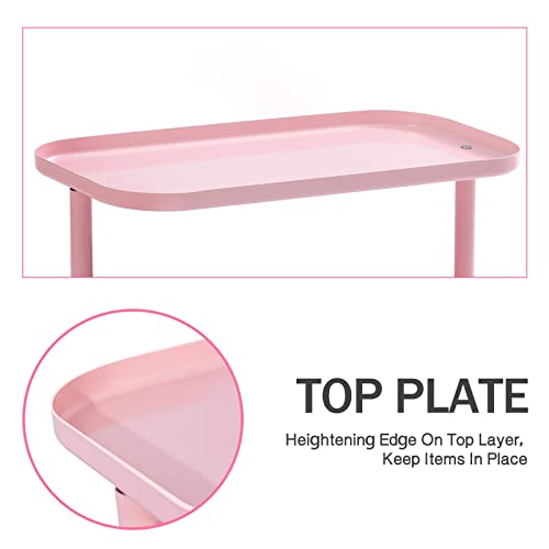 KINGRACK 3 Tier Bathroom Counter Organizer Rotatable, Metal Makeup Cosmetic Storage Holder, Standing Storage Rack, Vanity Trays Countertop Organizer for Perfume Skincare Supplies and Decor, Pink