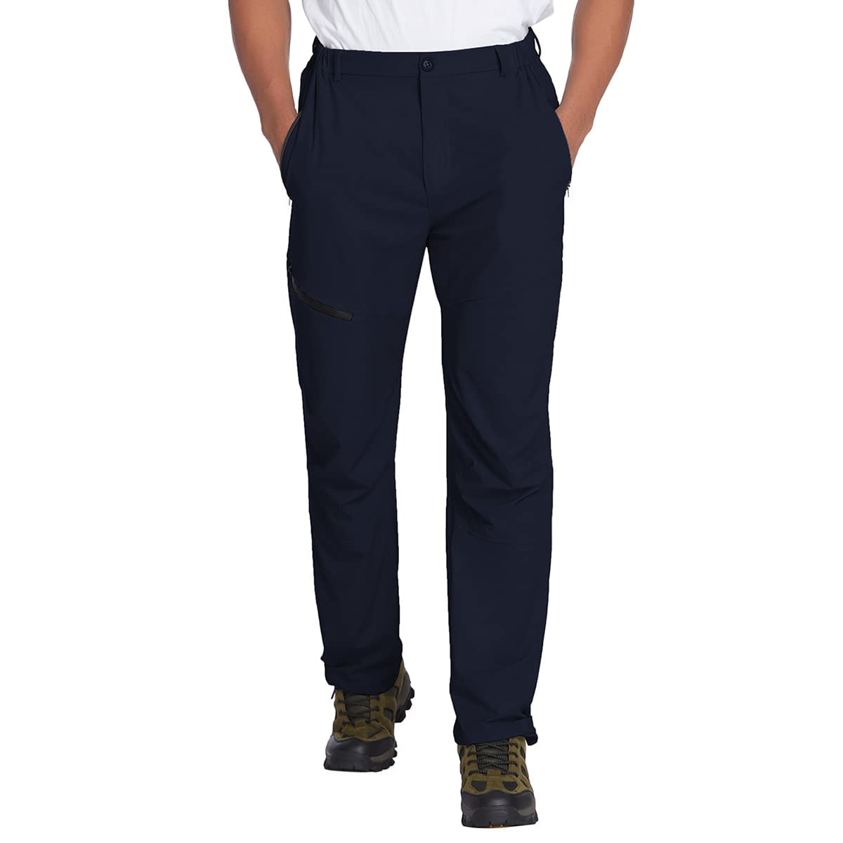 COOFANDY Men's Outdoor Hiking Pants Breathable Lightweight Quick Dry Running Pants Zipper Pockets Navy Blue