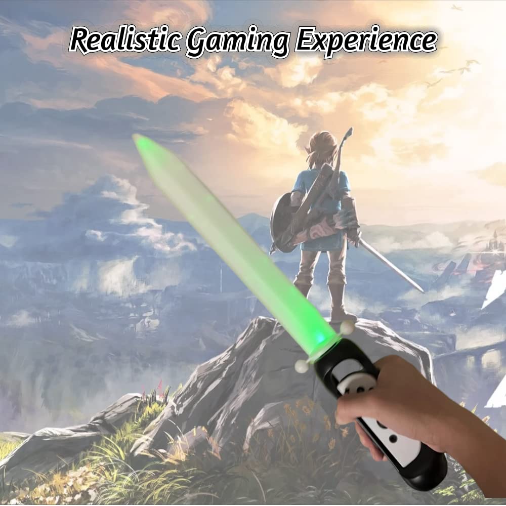 ENFILY LED Game Sword Accessories Compatible with Nintendo Switch/Switch OLED, Switch Sword Games Joycon(R) Controller Handle Grip for The Legend of Zelda Skyward Sword HD