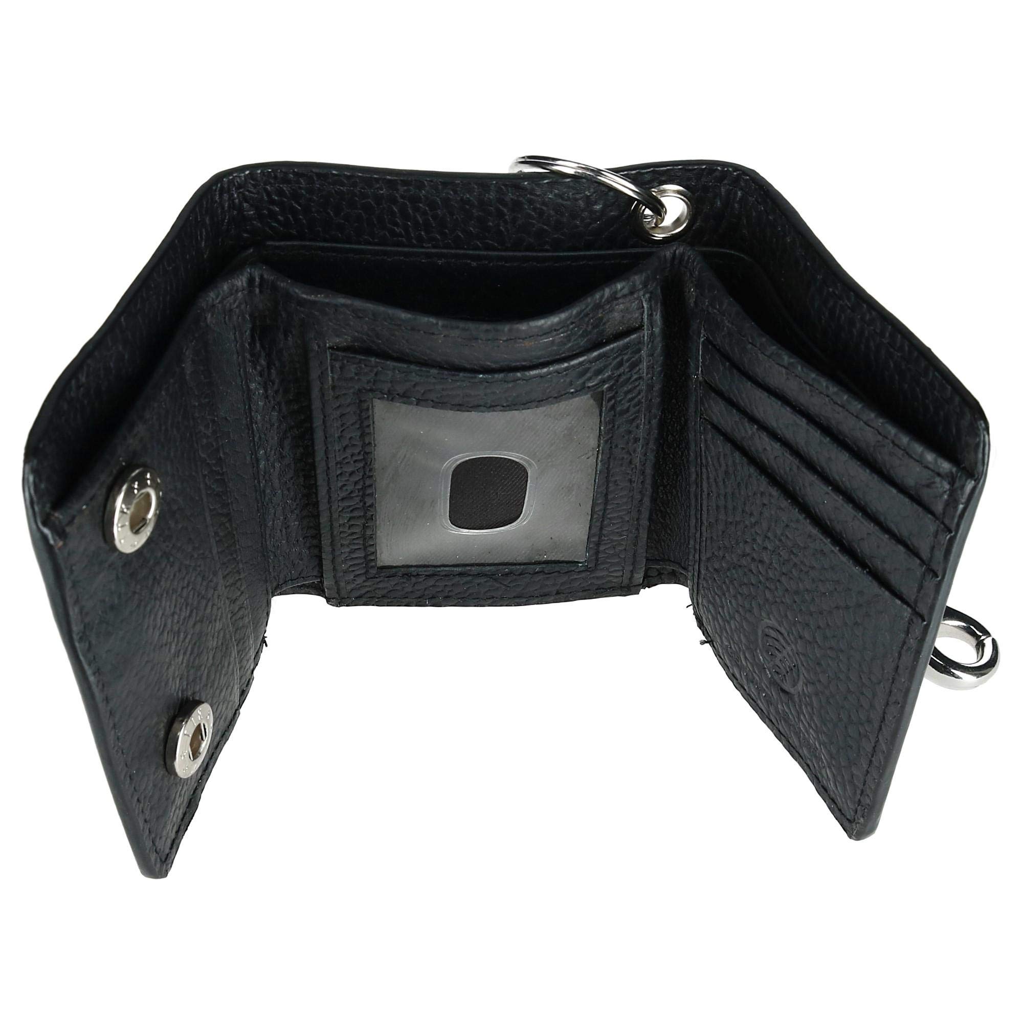 CTM® Men's Pebble Grain Leather RFID Trifold Chain Wallet, Black