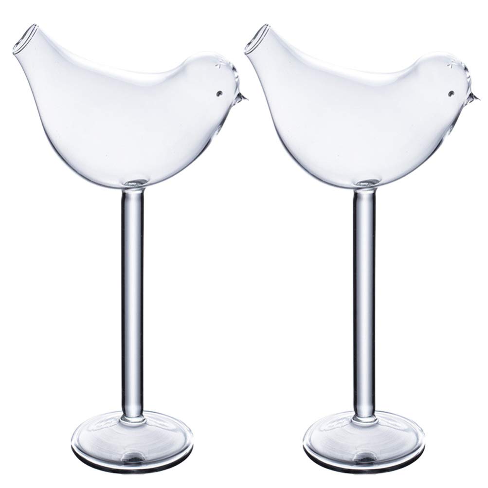 DOITOOL Coupe Glass 2 Pcs Cocktail Glass 150ml Bird Design Clear Juice Cup Individuality Glass Goblet Wine Decanter for Home Bar Restaurant Cocktail Glasses