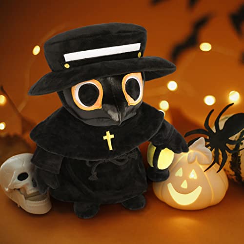 Plague Doctor Plush Toy, 16" Big Weighted Spook Cute Stuffed Plushie Pillow Doll, Soft Large Fluffy Halloween Hugging Cushion Decor, Present for Kids and Adults