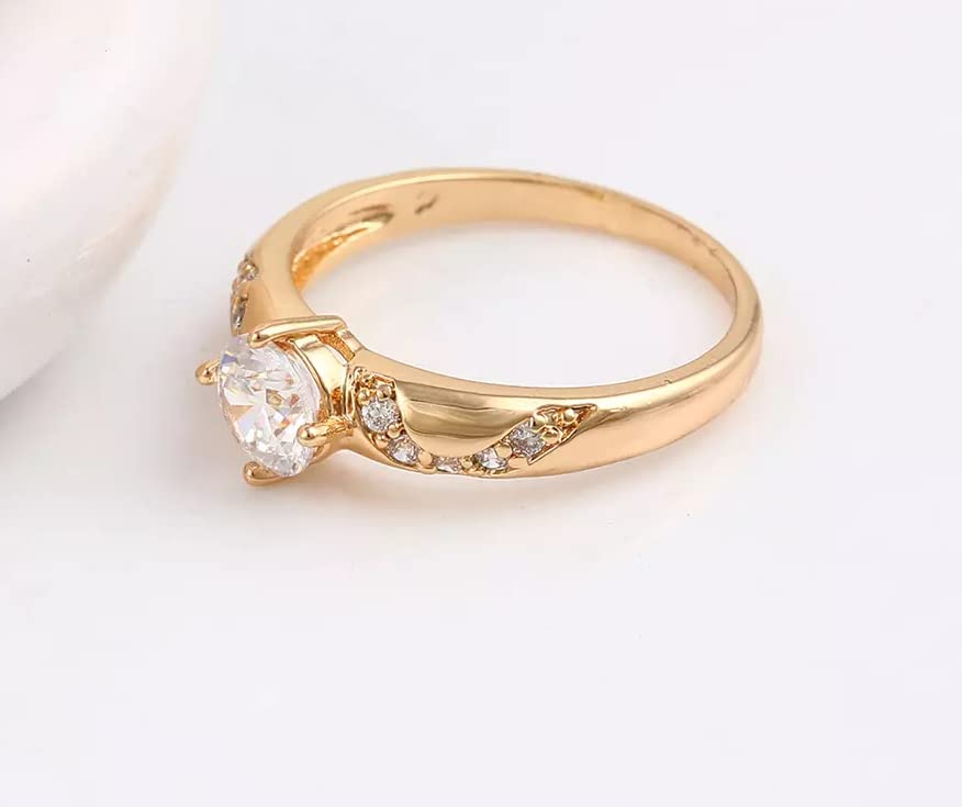 Engagement Diamond Wedding Ring - Cubic Zirconia - 18k Gold Plated Ring (7)