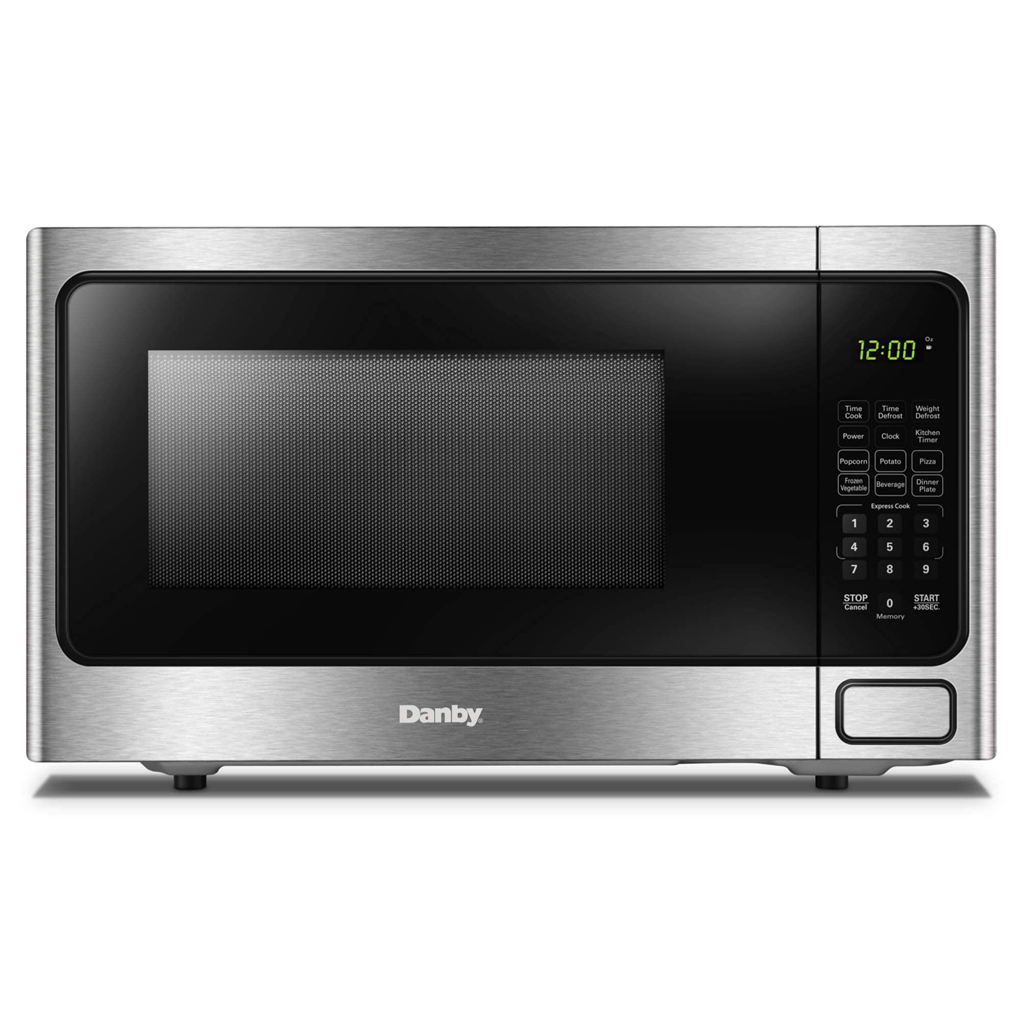 Danby DDMW1125BBS 1,000 Watts 1.1 Cu.Ft. Countertop Microwave with Push-Button Door|10 Power Levels, 6 Cooking Programs|Auto Defrost and Child Lock in Stainless Finish (Renewed)