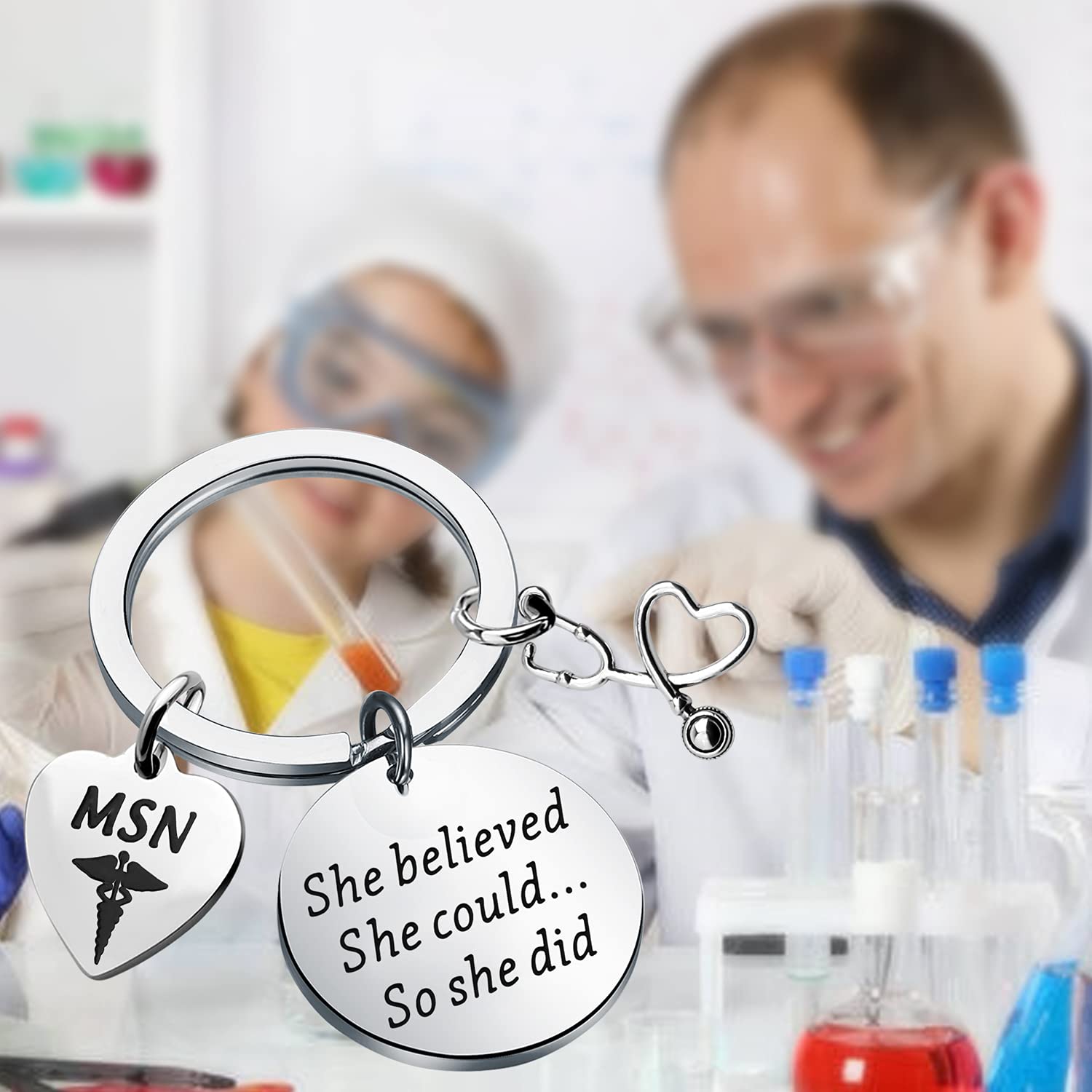 ENSIANTH MSN Gift Masters of Science in Nursing Keychain She Believed She Could So She Did Nursing Graduate Gift Masters in Nursing Gift (MSN She Believed KR)