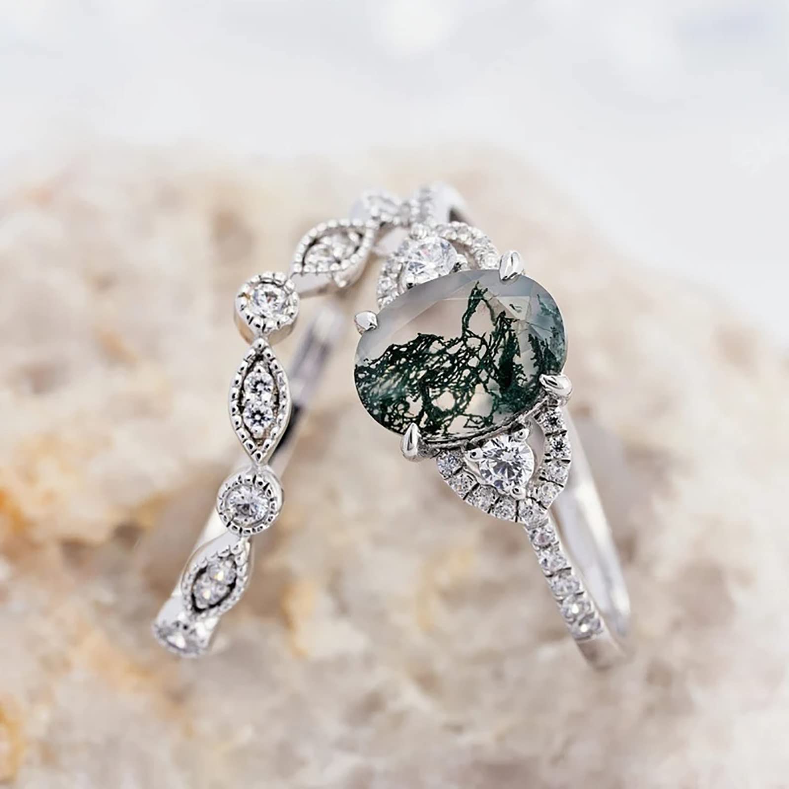 Engagement Rings for Women,Statement Gold RingsWhite Topaz Sterling Silver Ring Birthday and Christmas Gift for Her
