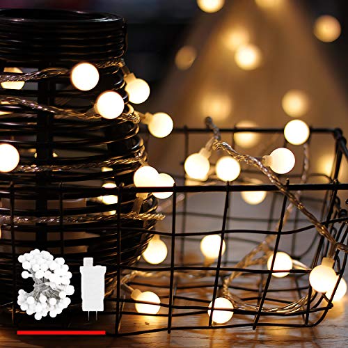 LED Globe String Lights, 100 LED Warm White Globe String Lights Plug in, Waterproof Globe Lights for Indoor and Outdoor, Ideal for Home, Wedding Party, Christmas, Balcony, 49ft Extendable Globe String