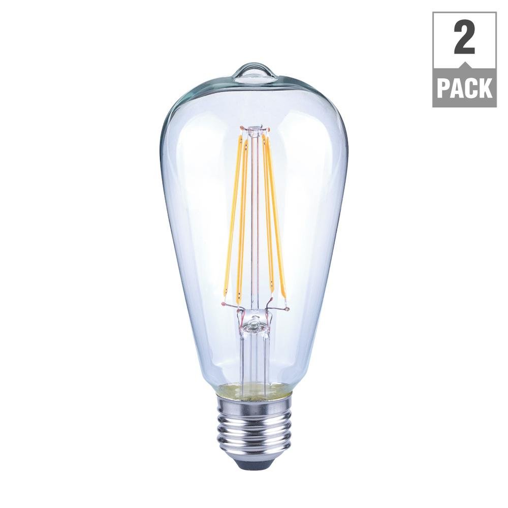 EcoSmart 40-Watt Equivalent ST19 Antique Edison Dimmable Clear Glass Filament Vintage Style LED Light Bulb Daylight (2-Pack)