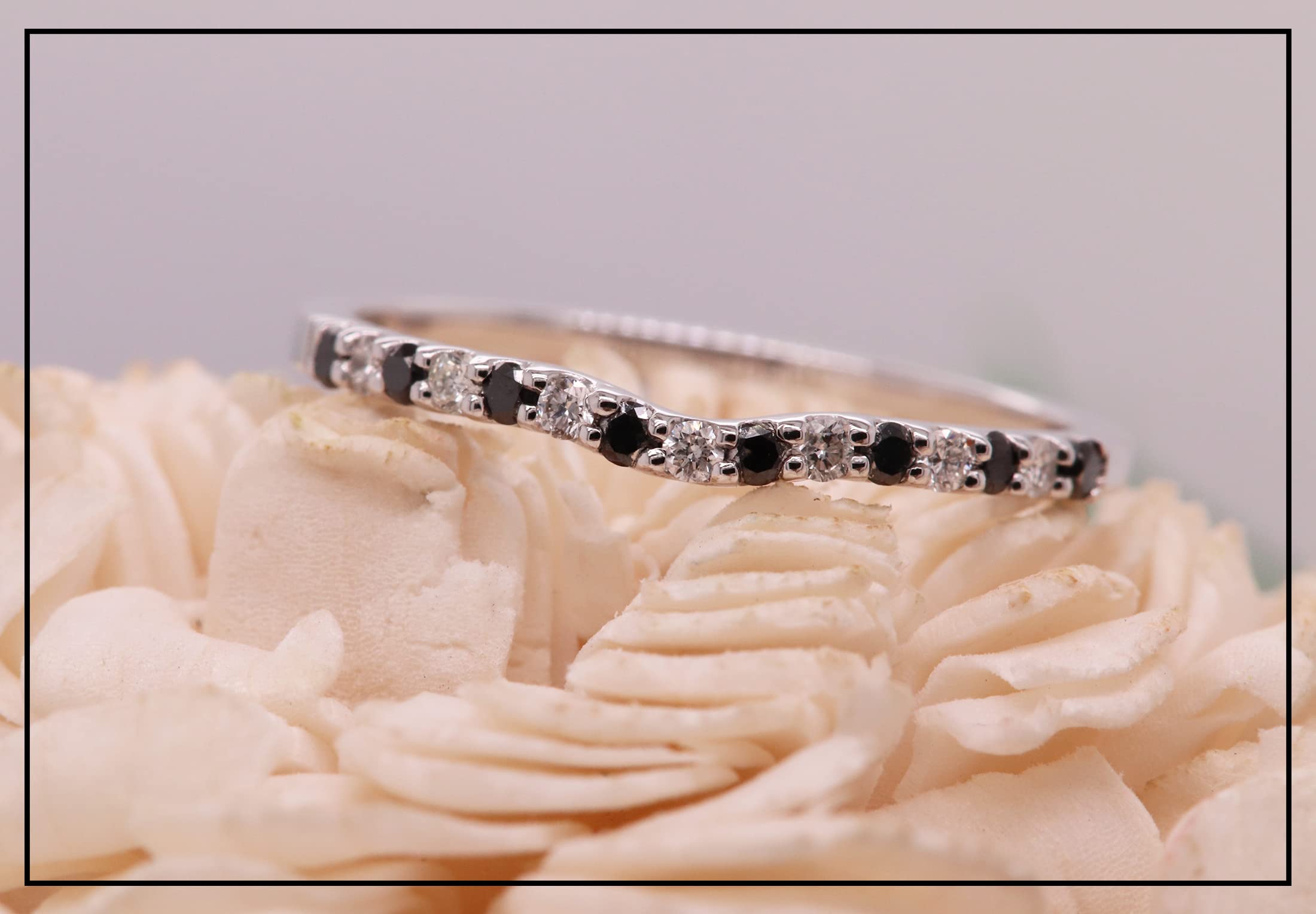 Dazzlingrock Collection Round Black Diamond & White Diamond Anniversary Band for Women (0.25 ctw) in 10K White Gold, Size 7