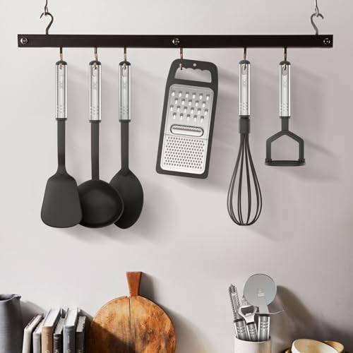 Cooking Utensil Set Stainless Steel 23 Piece Kitchen Gadget Tools Heat Resistant (Black)