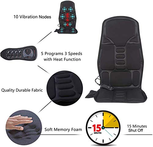 SLOTHMORE Vibration-Back-Massager with Heat, Back-Massage-Cushion, Chair Seat Massager with 10 Vibrating Nodes to Release Stress and Fatigue, for Home Office Use
