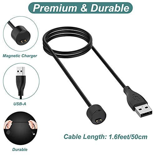 Kissmart Charger for Amazfit Band 5, Xiaomi Mi Band 7/6/5, Replacement USB Magnetic Charging Cable Cord Accessories for Mi Band 7/6/5, Amazfit Band 5 Fitness Tracker [2Pack - 1.6ft/50cm]