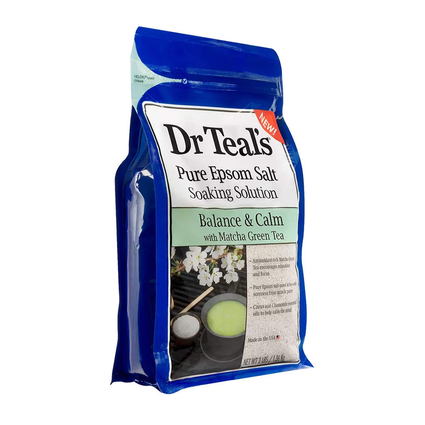 Dr. Teal's Epsom Salt Bath Variety Gift Set (2 Pack, 3lbs Ea.) - Restore & Replenish Pink Himalayan, Balance & Calm Matcha Green Tea - Essential Oils Blended with Pure Epsom Salt Eases Aches & Pains