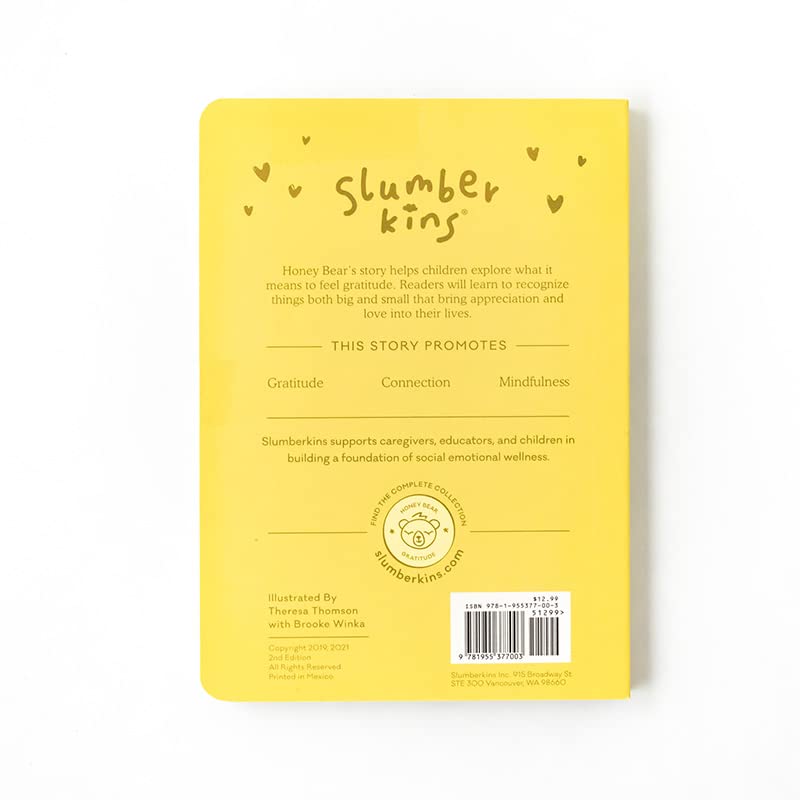 Slumberkins 14" Kin & Board Book | Promotes Gratitude, Respect & Sharing | Social Emotional Tools for Ages 0+ (Honey Bear Kin & Board Book)