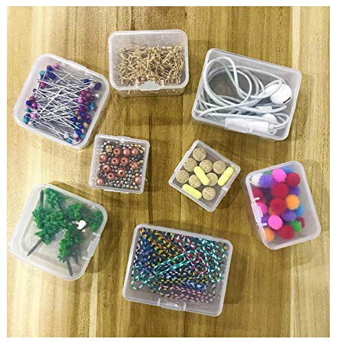 Pcxino 40 Pack 4 Size Small Clear Storage Box,Clear Plastic Beads Storage Containers Box with Hinged Lid for Small Items and Craft Projects