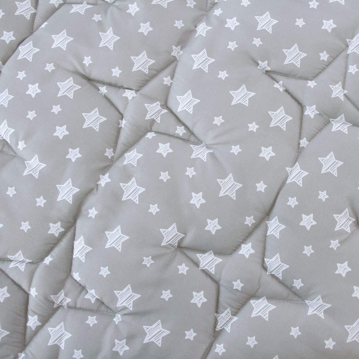 Hexagon Playpen Mat and Toddler Nap Mat with Lovely Grey Star Print