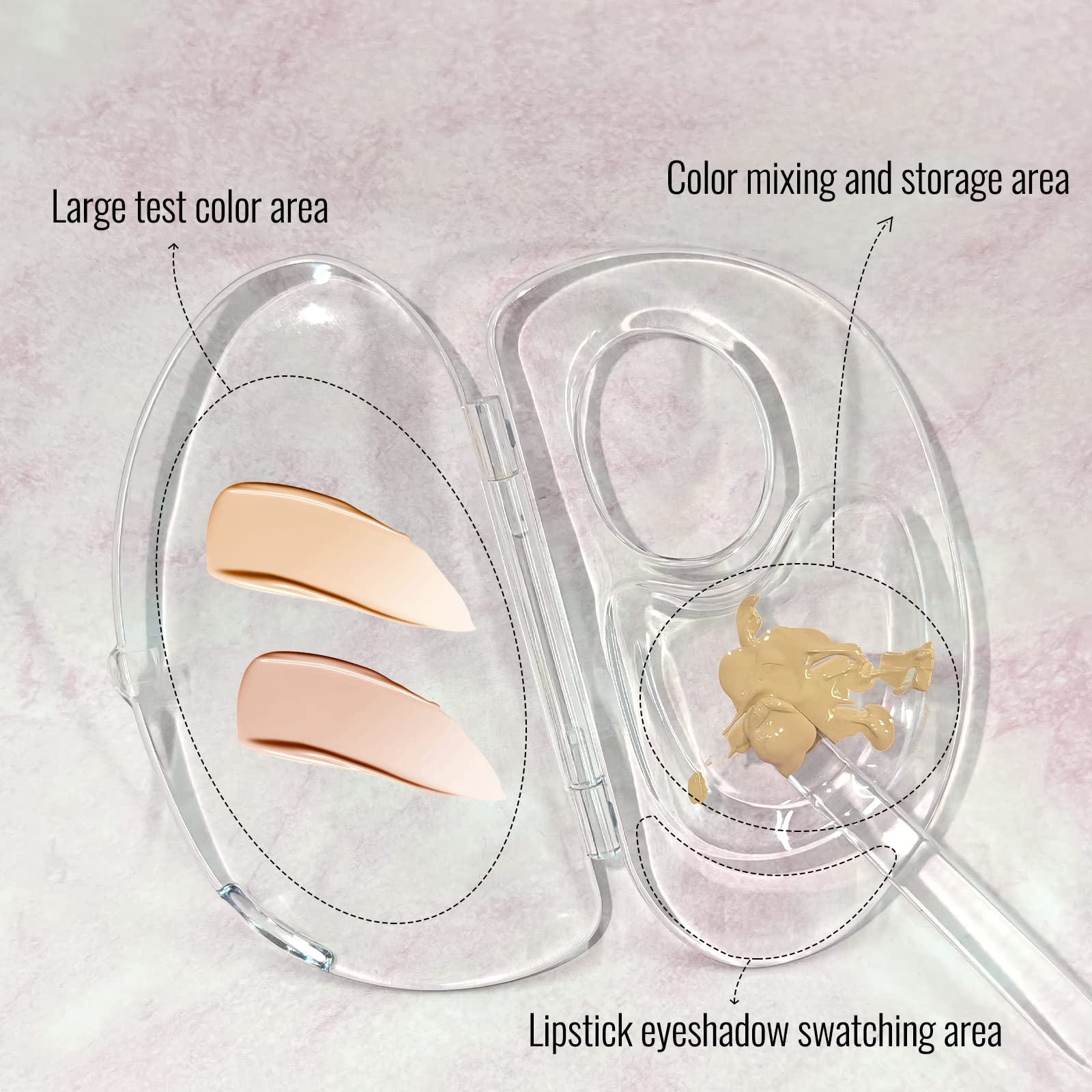 Erinde Handheld Makeup Mixing Palette, Acrylic Transparent Mixing Foundation Tray for Makeup Artist and Beginner, Lipstick Eyeshadow Foundation Color Test Art nail Palette With Foundation Spatula