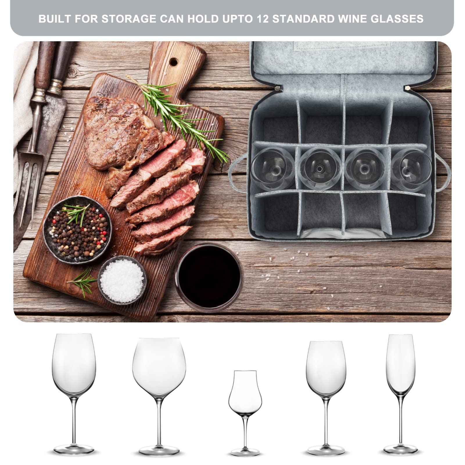 Foyego Wine glass Storage Boxes, Stemware Storage Cases with Divider, China Storage Containers Box for 12 Crystal Glassware,Goblets,Wine Glasses,Drinkware Packing & Moving