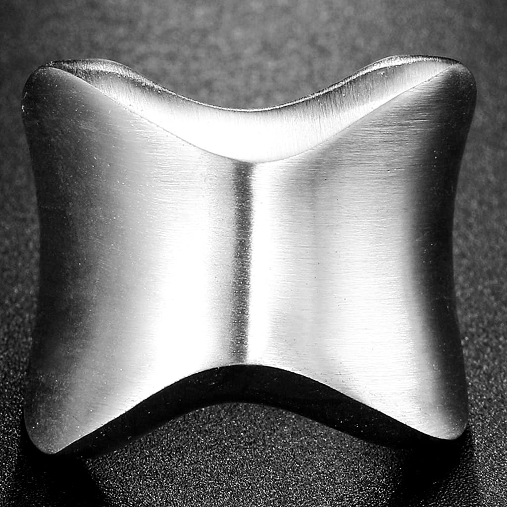 eternllery Size 4-13 Stainless Steel Never-Tarnish Matte Finish Waved Curve Chunky Wedding Statement Ring (Silver, 11)