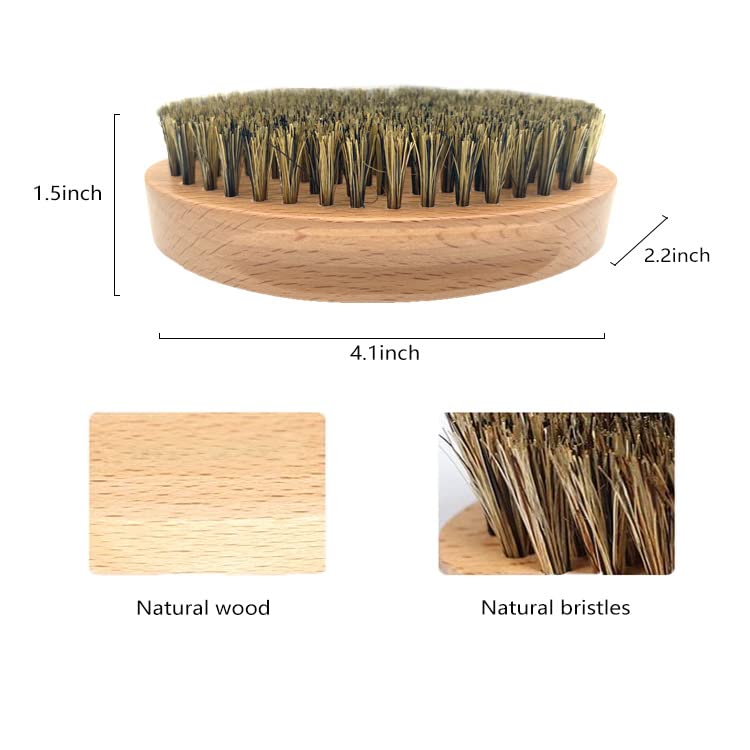 Haneex beard brush man 100 Percent boar bristle hair brush, beard combmade of solid wood, with medium hard bristles to conquer and soften your beard