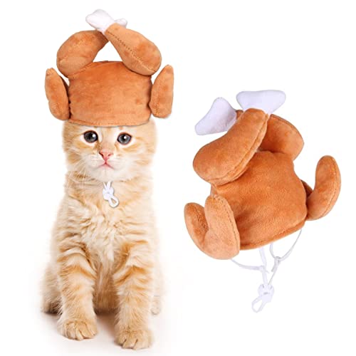 YUJUN Cat Thanksgiving Cute Costume Pet Turkey Drumstick Hat for Cats Small Dogs Puppy Thanksgiving Party Costume Cosplay Accessory Headwear