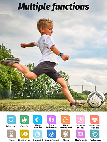 Mgaolo Kids Smart Watch for Boys Girls,Fitness Tracker with Heart Rate Sleep Monitor for Android Fitbit iPhone,Waterproof DIY Watch Face Pedometer Activity Tracker (Black)