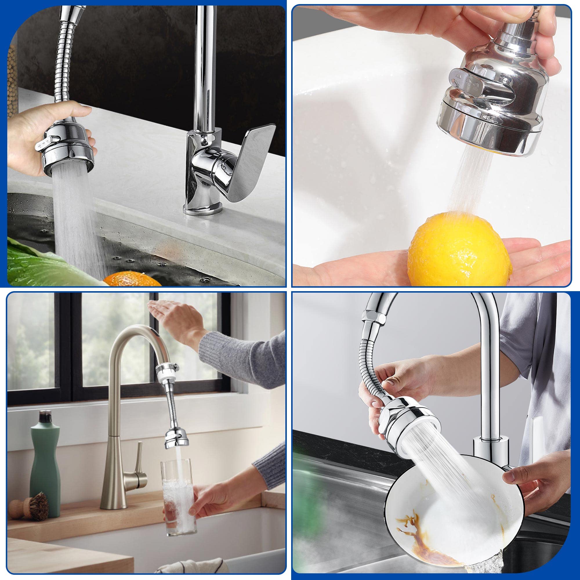 Dr.Pedi Faucet Extender Universal 1080° Swivel Robotic Arm Extension Aerator with 2 Modes, Sprayer Attachment for M20/22/24 Thread Taps Large-Angle Swivel Faucet