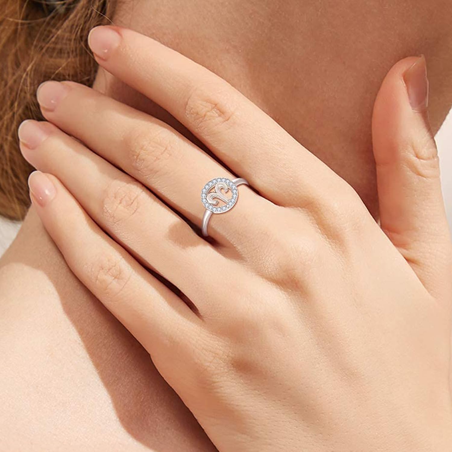Dreamboat Aries Ring for Women 925 Sterling Silver Cubic Zirconia Aries Constellation Ring Zodiac Signs Jewelry Gifts