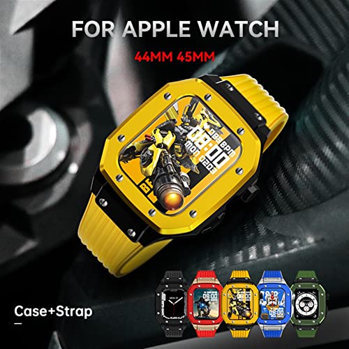 MGTCAR Alloy Watch Case Strap For Apple Watch Series 7 6 5 4 SE 45mm 42mm 44mm Modification Mod Kit watch Strap (Color : Black gold, Size : 44mm)