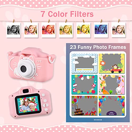 ERYUE Camera, X8 Mini Camera Camera Digital Camera 1080P Video Camera 20MP Dual Lens 2.0 Inch IPS Screen Built-in Battery Cute Photo Frames Interesting Games with 32GB Memory Card USB Card Reader